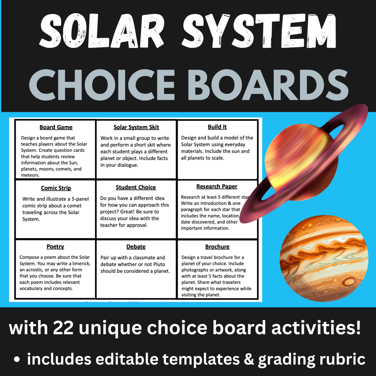 Choice Boards: Examples, Templates, and Strategies to Increase Student ...